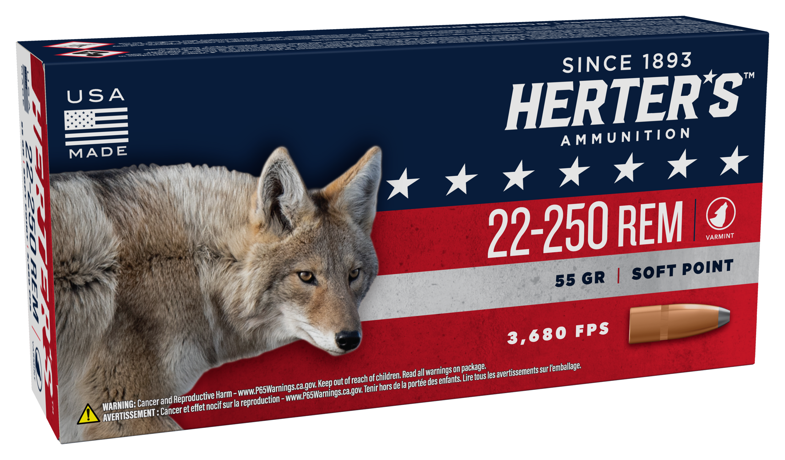 Herter's .22-250 Remington 55 Grain Soft Point Centerfire Rifle Ammo ...